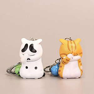 GAIORD Cat Keychain Charms, Key Ring Cute Key Chain Shy Chubby Kitten Trinket Bag Decor (Orange)
