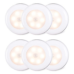 Motion Sensor Lights Indoor, STAR-SPANGLED High CRI Stick on Stair Puck Lights Battery Operated, Cordless LED Step Night Light for Under Cabinet, Hallway, Stairway, Closet, Kitchen (Warm White, 6Pack)