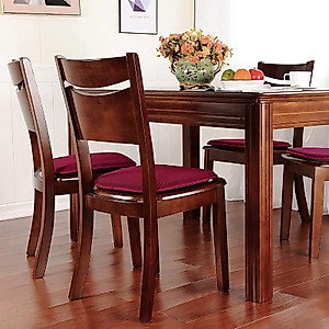 Shinnwa Dining Chair Cushions 2 Pack, Non Slip Indoor Chair Pads, U-Shaped Kitchen Seat Cushions, Set of 2, 15 x 16 Inches, Burgundy