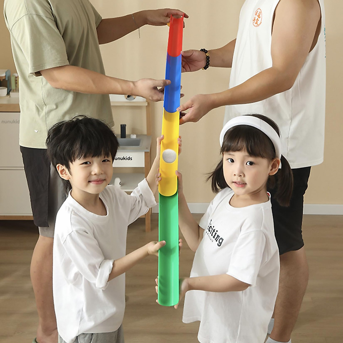 Fanboxk Team Building Activities Pipeline Kit Group Games,Outdoor Party Group Game for Kid Adult, Cooperative Team Race for Birthday Party - Set of 12-10 Pack Colorful Half-Pipe and 2 Golf Ball.