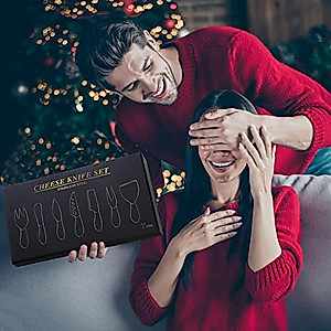 Kats Beypg Advanced 7-Pieces Cheese Knife Set Collection 18/10 Stainless Steel Cheese Knives Sets Charcuterie Utensils With Cheese Knife And Cheese Slicer,Exquisite Cheese Spreader Gift Sets (Gold)