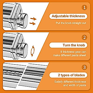 Pasta Maker Attachment for KitchenAid Mixer 3 Set Include Pasta Sheet Roller, Spaghetti, Fettuccine Cutters Pasta attachment Stainless Steel Accessories for KitchenAid by InnoMoon