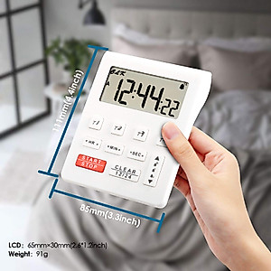 Jayron Desktop Digital Countdown Kitchen Timer,Clock,Counting,Loud Alarm,Battery Replaceable,for Wedding Retired Lab Homework Exercise Sports Fitness Classroom Meeting Work Kitchen Cooking(White)