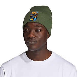 adidas Originals Camo Logo Cuff Fold Beanie, Green Oxide/Collegiate Gold, One Size
