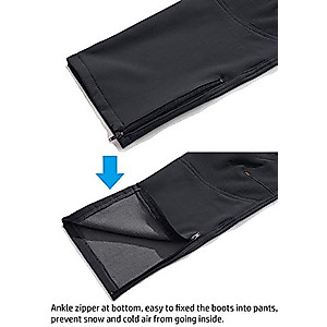 CARWORNIC Men's Snow Ski Pants Waterproof Softshell Fleece Lined Outdoor Hiking Snowboard Pants with Ankle Zipper