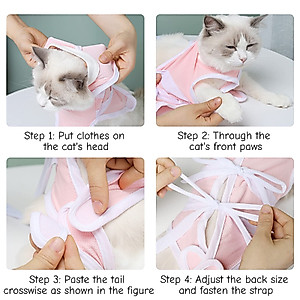 URROMA 1 PC Cat Soft Recovery Suit, Cat Sterilization Bandage Suit Cat Surgery E-Collar Alternative Recovery Protective Shirt Surgery Pets Clothing Pajamas, M