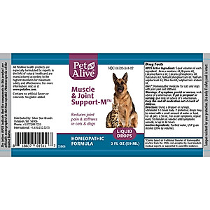 PetAlive Muscle and Joint Support-M - Natural Homeopathic Formula for Joint Pain and Stiffness in Pets - Supports Joint Health and Movement in Dogs and Cats - 59 mL