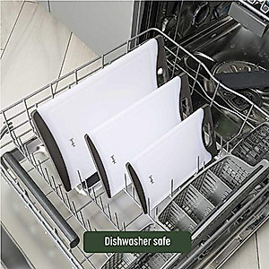 Goodful Cutting Board (3 Piece Set)- Non-Slip Edges, Easy Grip Handles, Made without BPA, Non-Porous, Dishwasher Safe, Multiple Sizes, Charcoal Gray