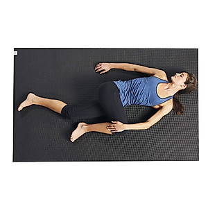 Gaiam Yoga Mat - Large 7mm Thick Yoga Mat for Men & Women | Extra Wide & Long Exercise Mat for Yoga, Pilates, Stretching & Floor Workouts (72" L x 48" W x 7mm) - Black