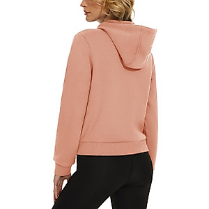 MAGCOMSEN Zip Up Hoodie Women Cropped Sweatshirt Fleece Lined Jacket Athletic Apricot L