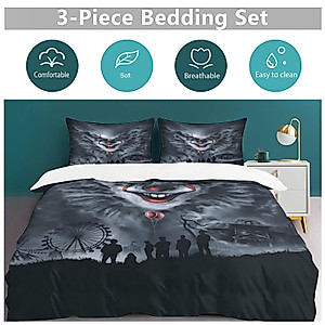 Horror 3-Pcs Bedding Set Includes 1 Duvet Cover and 2 Pillowcases​, Soft Comfortable Breathable Bedroom Decoration 86"x70"