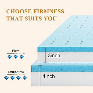 Maxzzz 4 Inch Mattress Topper Twin - Firm to Extra Firm Memory Foam Mattress Topper, High Density Foam Topper for Twin Bed Mattress, with Deep Pocket Pillow Top Cover, CertiPUR-US Certified