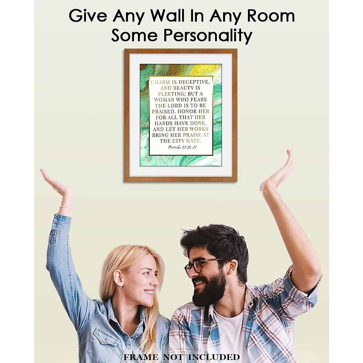 Charm is Deceptive and Beauty is… Proverbs 31:30-31 - Inspirational Bible Verses, Christian Scripture Positive Quotes, Religious Bible Verse Wall Art Decor For Home & Office | Unframed Posters 8x10"
