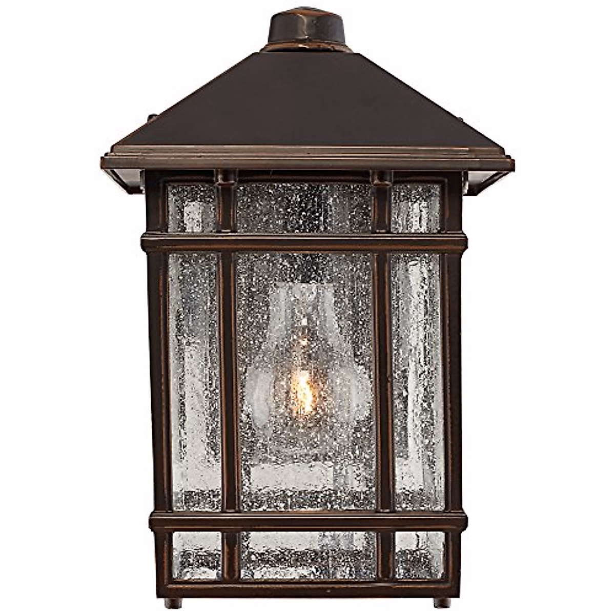 kathy ireland Sierra Craftsman Art Deco Outdoor Wall Light Fixture Rubbed Bronze Brown Steel 11" Frosted Seeded Glass Panels for Exterior House Porch Patio Outside Deck Garage Front Door Home