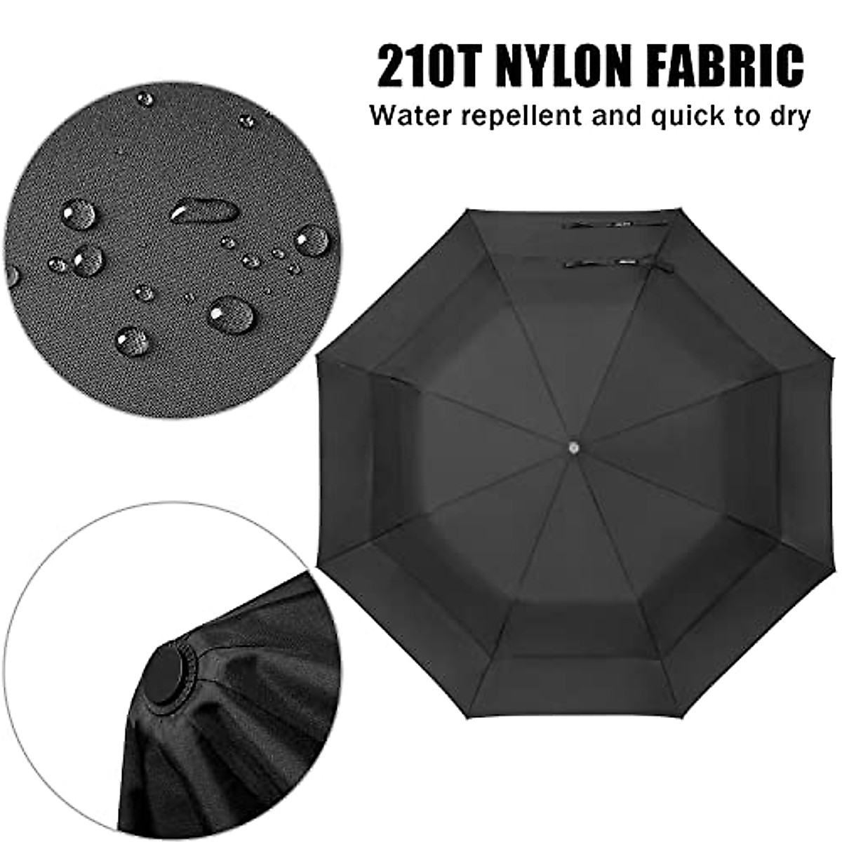 G4Free 62 Inch Portable Golf Umbrella Large Oversize Double Canopy Vented Windproof Waterproof Automatic Open Stick Umbrellas for Men Women(Black)