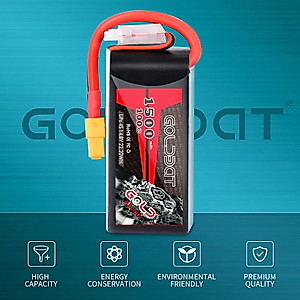 GOLDBAT 4S 1500mAh 100C 14.8V LiPo Battery Pack with XT60 Plug for Heli Airplane Drone FPV Racing (2 Packs)