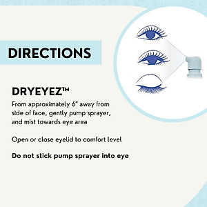 Pressureze DryEyez Natural Eye Relief for Sensitive Eyes. Dry Eyes, Sore Eyes, Irritated Eyes, Preservative-Free, Sterile. Cleanses, Moistens, Soothes 33ml, Made in USA (Pack of 1)