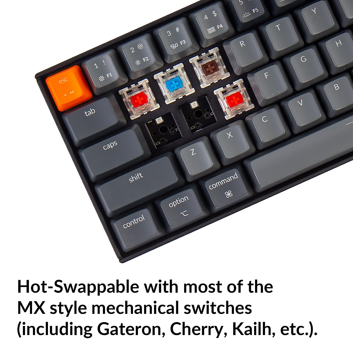 Keychron K14 70% Layout 72 Keys Hot-Swappable Bluetooth Wireless/USB Wired Mechanical Gaming Keyboard with Gateron G Pro Blue Switch/Multitasking/White LED Backlight Computer Keyboard for Mac Windows