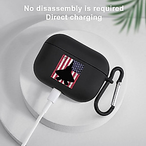 Patriotic F-22 Raptor Fighter Jet American Flag Silicone Protective Shockproof Cover Compatible with Apple Airpods Pro Wireless Charging Case