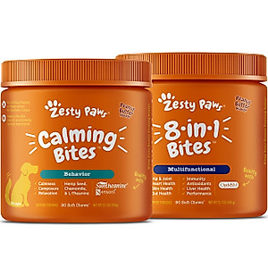 Zesty Paws Calming Soft Chews for Dogs - Composure & Relaxation for Everyday Stress + Multifunctional Supplements for Dogs - Glucosamine Chondroitin for Joint Support