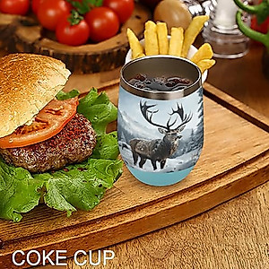 WYUSPGK 304 Stainless Steel Insulated Cup, Snow Elk Print Smooth Rim, Durable & Reusable - Perfect for Office, Home, And Travel
