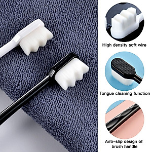 6 PCS Upgraded Extra Soft Floss Toothbrush Ultra Soft-bristled Sensitive Toothbrush Manual Micro Nano Toothbrush Good Cleaning for Adult Teeth Kid Children, No Harm to Gum