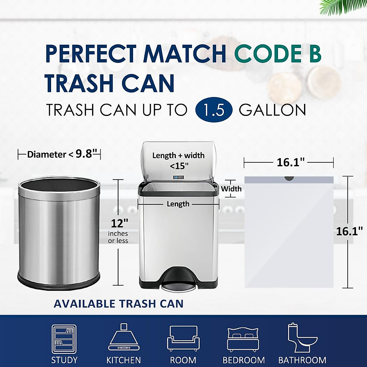 1.5 Gallon 120 Counts Mini Strong Drawstring Trash Bags Garbage Bags by RayPard, Small Plastic Bags fit 4.5-6L Trash Can for Home Office Kitchen Bathroom Bedroom, White Waste Basket Liners