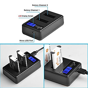 NP-BX1 NP BX1 Battery and Charger with LCD Display Replacement for Sony Cyber-Shot M8 DSC-HX80 HX90V HX95 HX99 HX350 RX1 RX1R II RX100 FDR-X3000 HDR-AS50 AS300 Camera