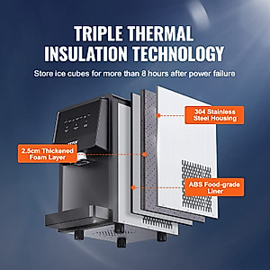 VEVOR Nugget Ice Maker, 62lbs in 24Hrs, Self-Cleaning Countertop Nugget Ice Dispenser with 6 lbs Ice Storage, for Home Kitchen Office Party