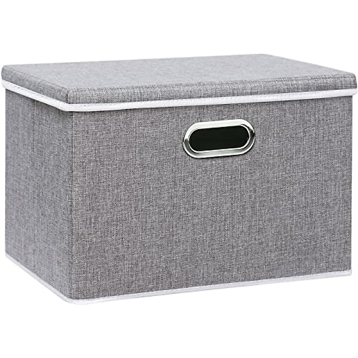 Yawinhe Collapsible Storage Box (1-Pack), 15x9.8x9.8in, Waterproof Storage Basket Bins, with Lids and 2 Handles, for Clothes, Closet Organizers and Storage Containers, Grey, USNK066GL-1
