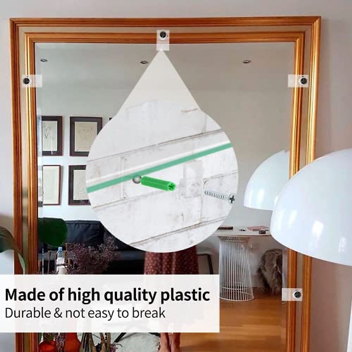 Qjaiune 20 Pack Mirror Holder Clips for Walls, Clear Retainer Clips Cabinet Glass Holder Clip, Wall Mirror Mount Kit Frameless Mirror Hanging Hardware for Vanity Mirror Window Screen (Classic Style)