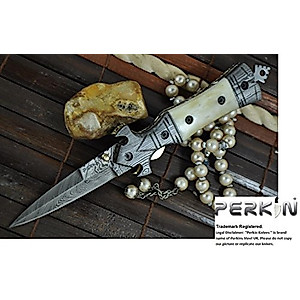 Perkin - Handmade Damascus Hunting Knife - Beautiful Folding Knife