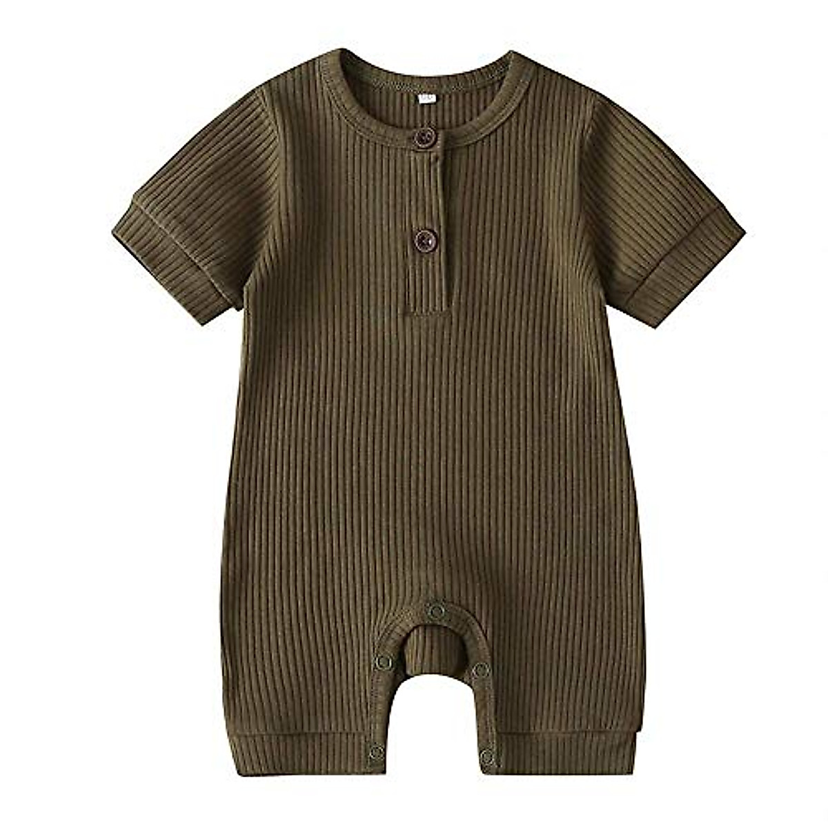 iddolaka Unisex Newborn Baby Boy Girl Short Sleeve Button Romper Jumpsuit One-Piece Outfits Solid Color Clothes (Green, 3-6Months)