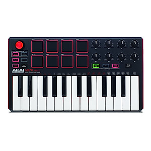 Akai Professional MPK Mini MKII – 25 Key USB MIDI Keyboard Controller With 8 Drum Pads, 8 Assignable Q-Link Knobs and Pro Software Suite Included