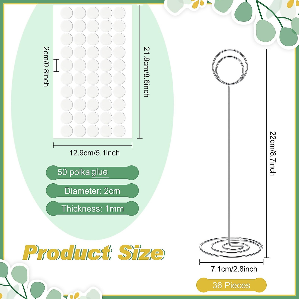 36 Pieces 8.75 Inch Tall Table Number Holders Silver Table Sign Holder Stands Metal Place Card Holder for Photos Picture Numbers Food Signs Memo Notes for Wedding Birthday Party Restaurant