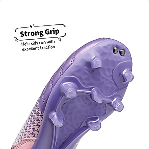 DREAM PAIRS Boys Girls SUPERFLIGHT-1K Outdoor Football Shoes Soccer Cleats Light/Purple/Pink Size 1 Little Kid