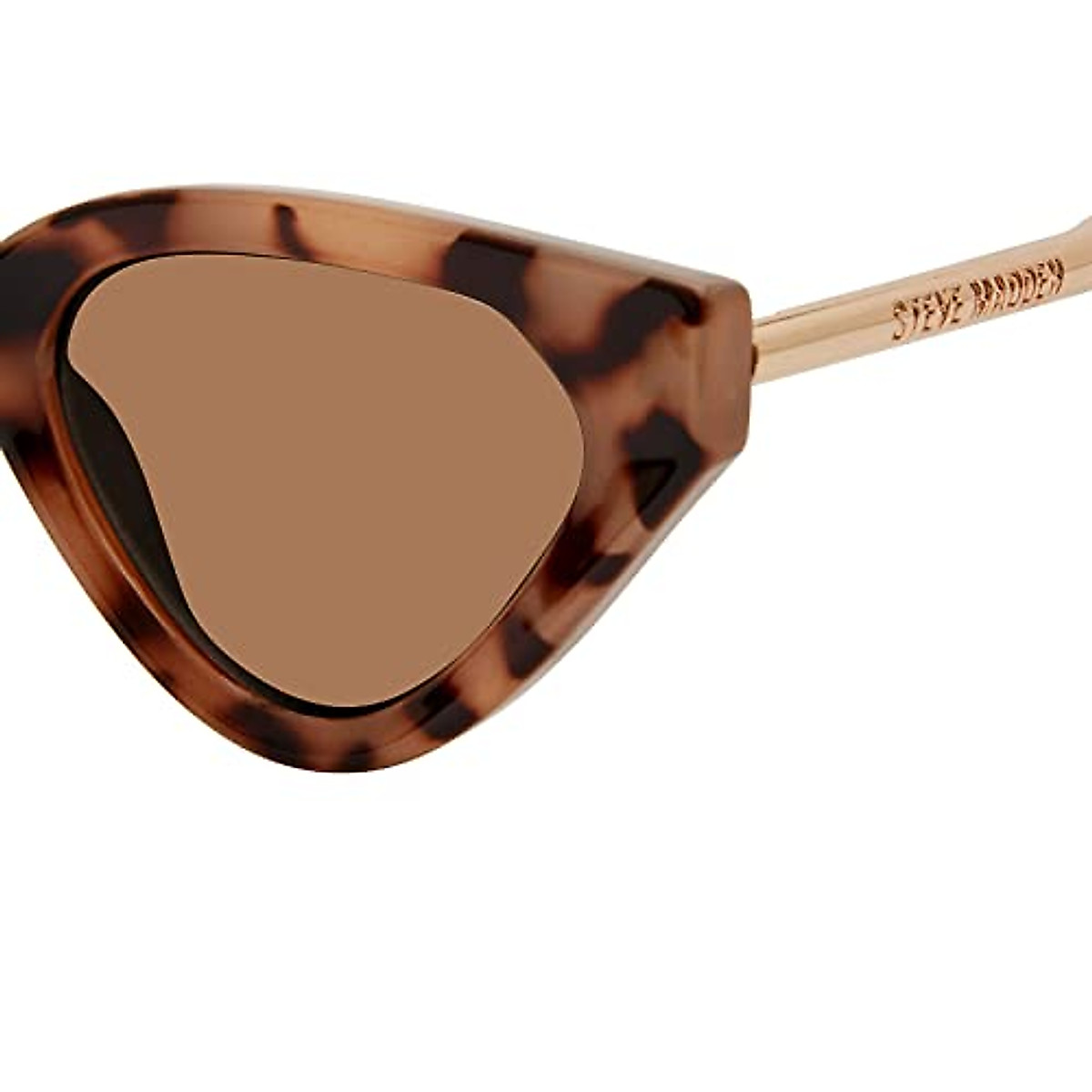 Steve Madden Women's Female Sunglasses Style Kamie Cat Eye, Milky Tortoise/Gold/Solid Brown, 52mm, 22mm