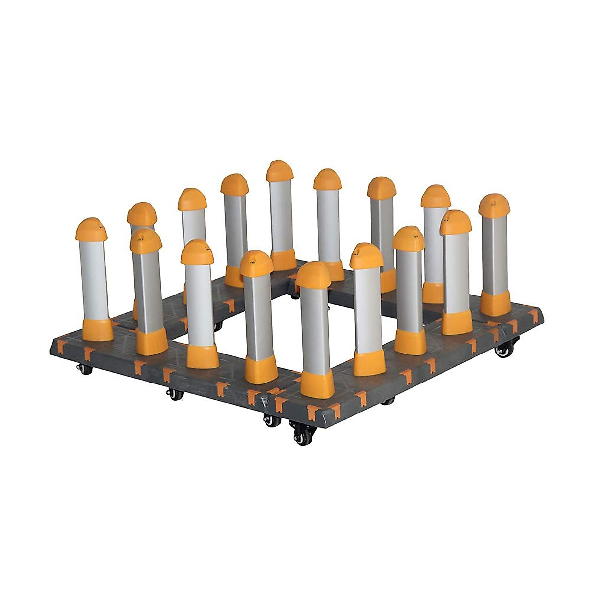 Vinyl Roll Storage Rack Holder Material Rolling Floor Rack - 16 Spindles, 2 Inch Core