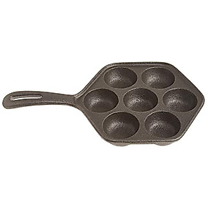 Norpro Cast Iron Stuffed Pancake Pan, Munk/Aebleskiver, 2" / 5cm diameter, Black