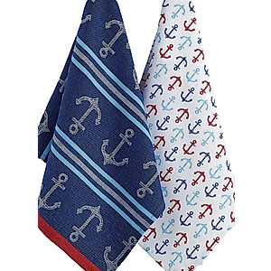 DII Nautical Kitchen Towels, Set of 2 Anchor Theme Hand Towels