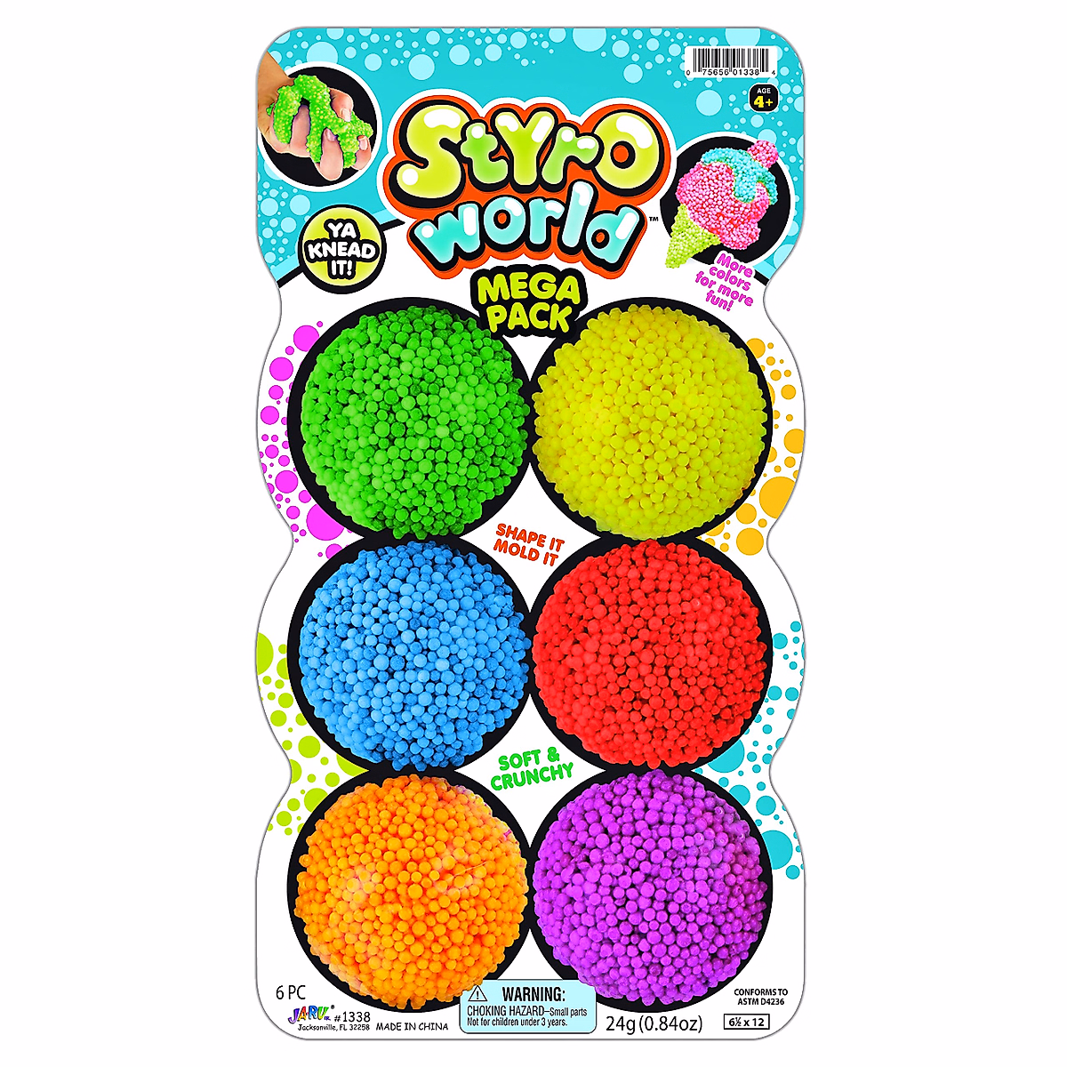 JA-RU Educational Play Styrofoam (1 Pack Assorted) Fidget Toys Stress Relief Toy, Sensory, Sensory Bin, Modeling Foam Beads Play Kit for Kids Magic Clay Art Crafts Party Favors Preschool Toys 1338-1