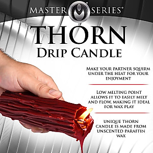 Thorn Drip Candle for Wellness and Relaxation & Romantic Candle Massage. Low Melting Point. Unscented Paraffin Body Wax. Perfect Spa Gift for Self-Care. 1 Piece, Red.