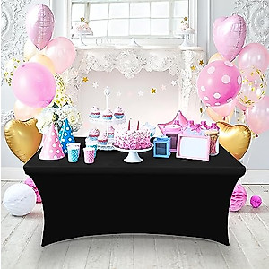 Utopia Kitchen Spandex Tablecloth 1 Pack [6FT, Black] Tight, Fitted, Washable and Wrinkle Resistant Stretch Rectangular Patio Table Cover for Event, Wedding, Banquet & Parties [72Lx30Wx30H Inch]