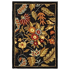 SAFAVIEH Chelsea Collection Accent Rug - 1'8" x 2'6", Black, Hand-Hooked French Country Wool, Ideal for High Traffic Areas in Entryway, Living Room, Bedroom (HK141B)