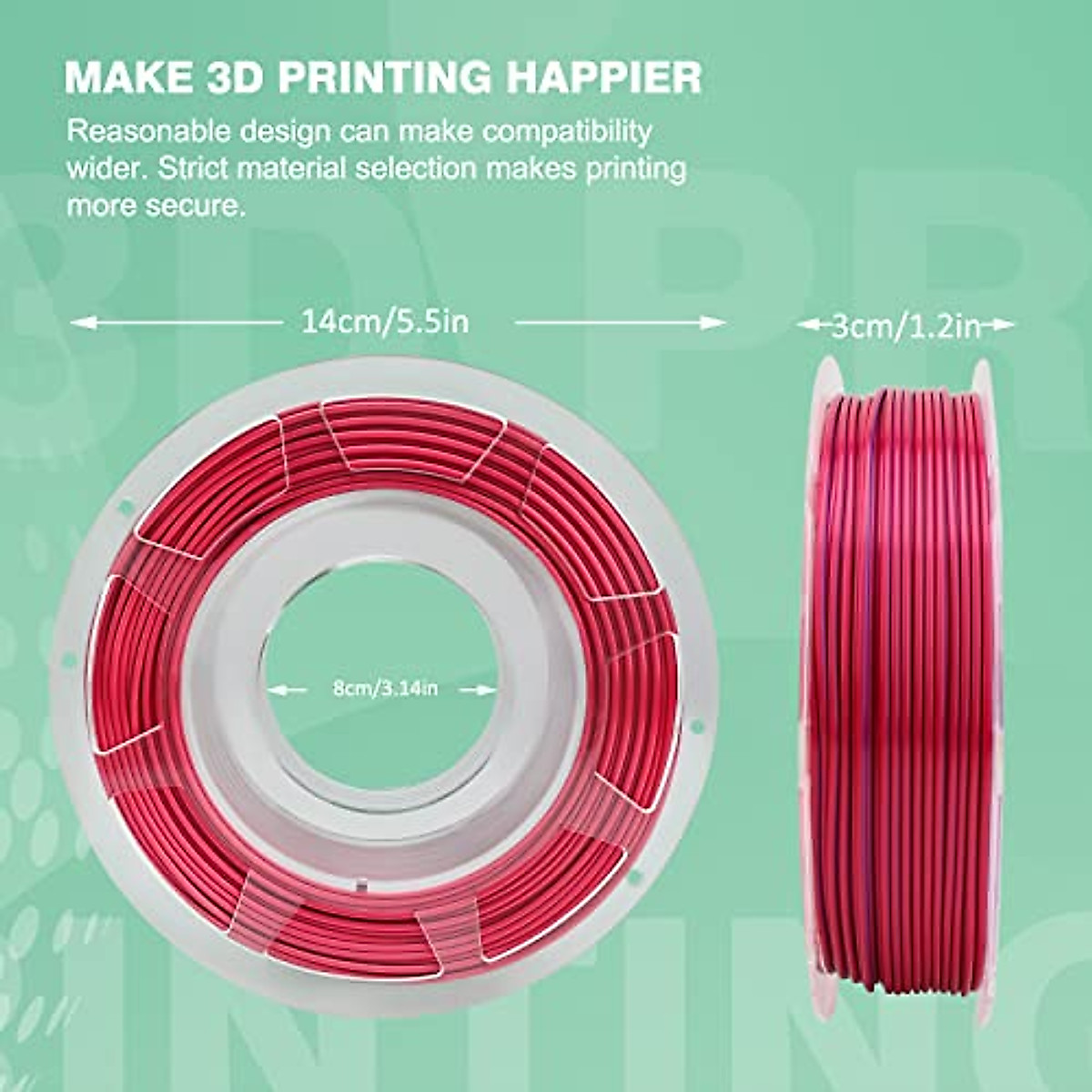 IWECOLOR 3D Printer Filament Triple Colors 4 * 0.44lbs/Spool Red/Blue/Green, Red/Gold/Purple, Red/Yellow/Blue, Orange/Blue/Green Tricolor 3D Printing Filament Sets