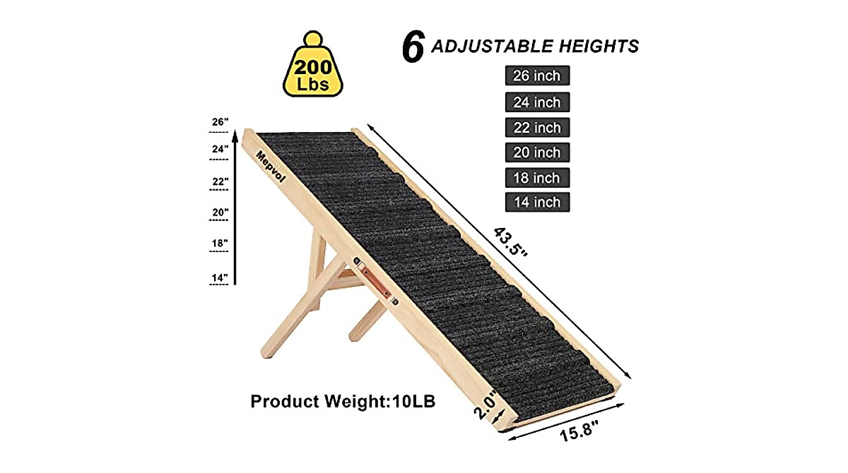 MEPVOL Dog Ramp,Stable Wooden Pet Ramp for Small and Older Animals,43.5 ...