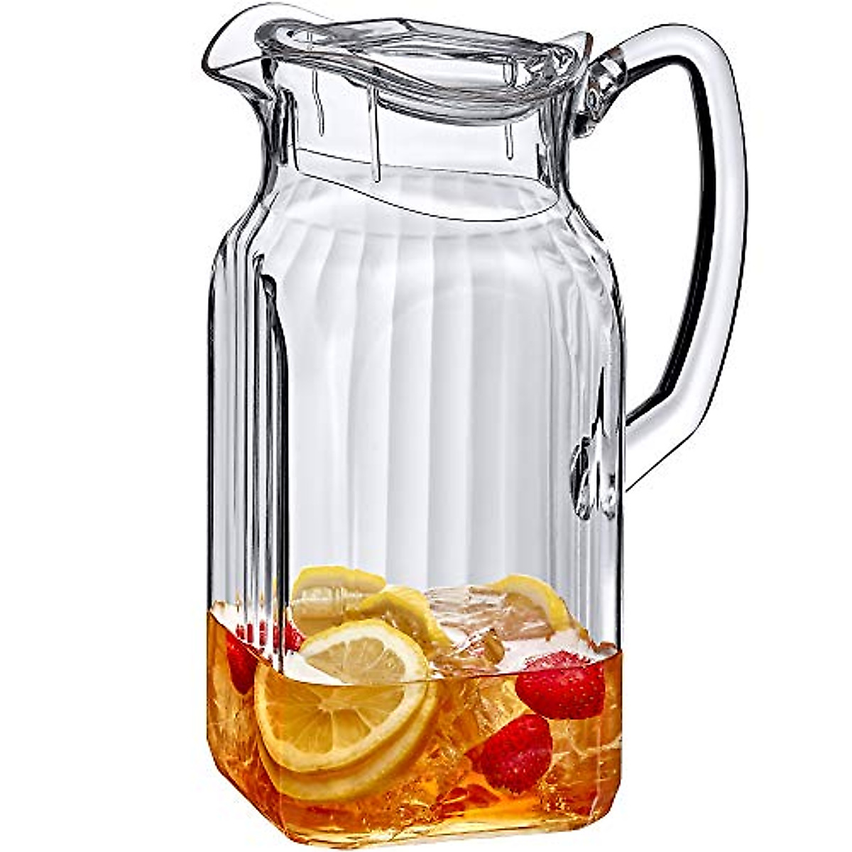 Amazing Abby - Quadly Bandly - Acrylic Pitcher (64 oz), Clear Plastic Water Pitcher with Lid, Fridge Jug, BPA-Free, Shatter-Proof, Great for Iced Tea, Sangria, Lemonade, Juice, Milk, and More