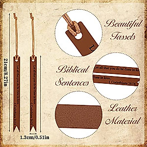Prasacco 12 Pcs Leather Bible Bookmarks Christian Bookmarks Religious Bookmarks Inspirational Bible Verse Bookmarks for Men Women Church Gifts