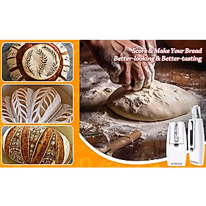 SQJTF Bread Lame Dough Scoring Tool Wooden Sourdough Slashing Tool for Homemade Bread Baking, Dough Scoring Knife Bread Scoring Tool Bread Cutter (1, White)