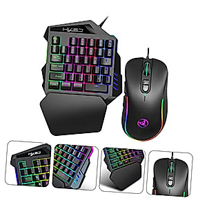 UKCOCO 1 Set one-Hand Human Body Ergonomic Gaming one Hand RGB Keyboard Mechanical Ergonomic Gaming Keyboard v100 Keyboard Left Hand Gaming Keyboard Gaming Keyboard Mouse Plastic